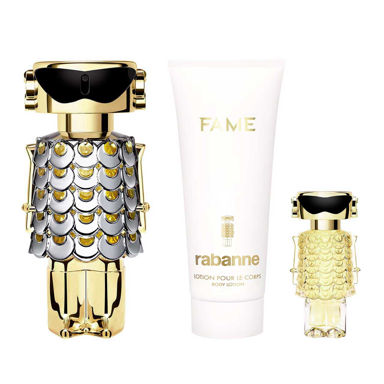 Set de mujer paco rabanne fame metal robot de 3 pzs agua de perfume ...